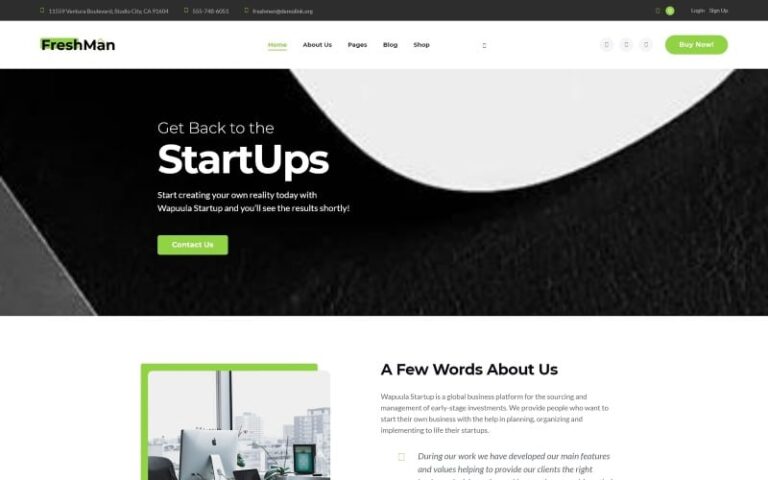 Freshmen - Startup Company WordPress Elementor Theme - Template Witch
