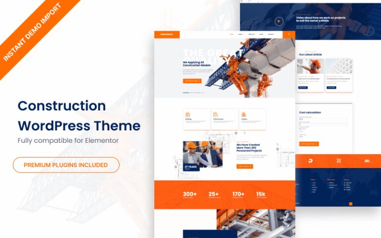 Konstruksy - Construction Engineering WordPress Theme - Template Witch