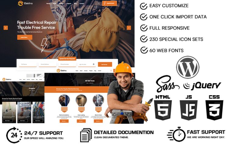 Elektra - Electricity Services WordPress Theme - Template Witch