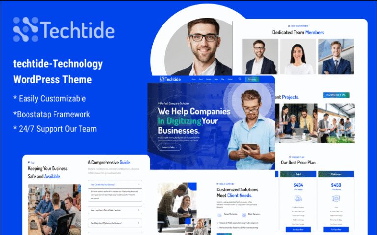 Techtide- Technology WordPress Theme - Template Witch