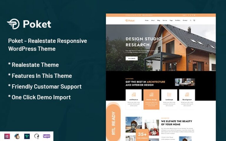 Poket - Realestate Responsive WordPress Theme - Template Witch