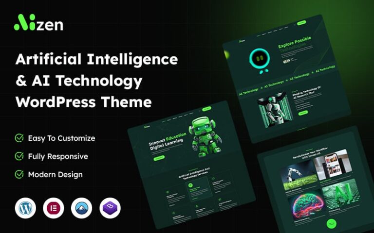Aizen – Artificial Intelligence & AI Technology WordPress Theme - Template Witch