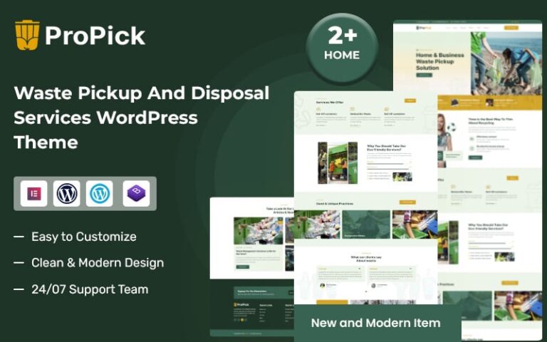 Propick – Waste Pickup And Disposal Services WordPress Theme - Template Witch