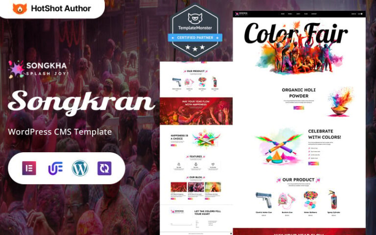 Songkha - Songkran Celebration And Water Festival WordPress Elementor Theme - Template Witch