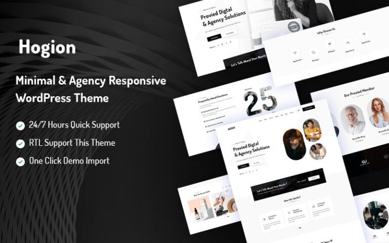 Hogion Minimal & Agency Responsive WordPress Theme - Template Witch