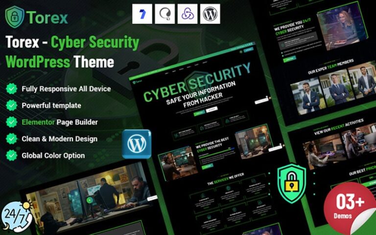Torex is a Cyber Security WordPress Theme - Template Witch