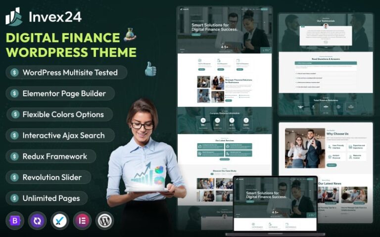 Invex24 - Finance WordPress Theme - Template Witch