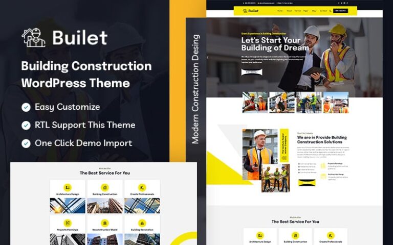 Builet - Building Construction WordPress Theme - Template Witch