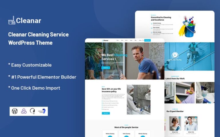 Cleanar - Cleaning Service WordPress Theme - Template Witch