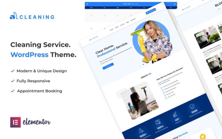 Cleaning Services WordPress Theme + Booking - Template Witch