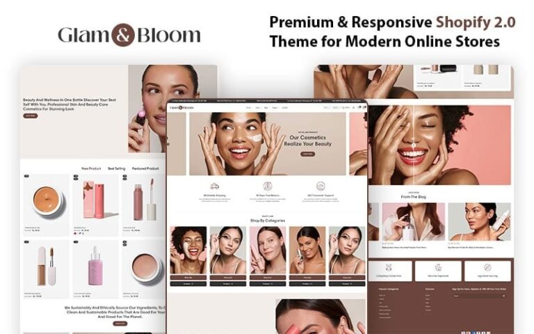 GlamBloom – The Ultimate Shopify Theme for Beauty, Cosmetics & Salons - Template Witch