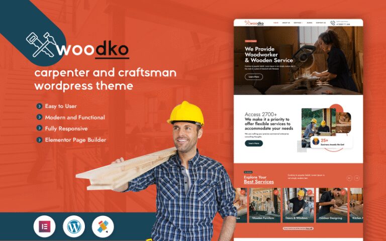 Woodko - Carpenter and Craftsman WordPress theme - Template Witch