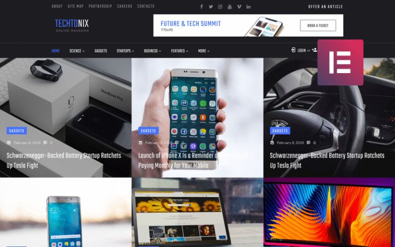 Techtonix - Tech Blog WordPress Elementor Theme - Template Witch