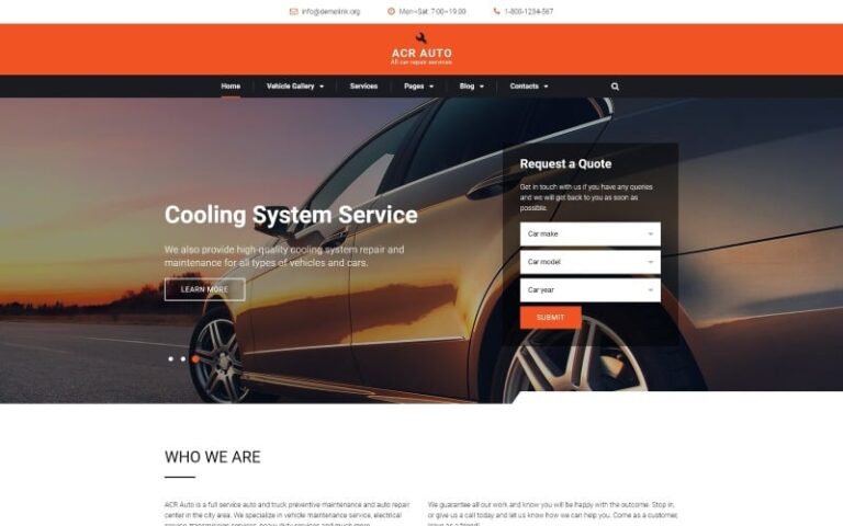 ACR Auto - Car Repair Modern Multipage HTML Website Template - Template ...