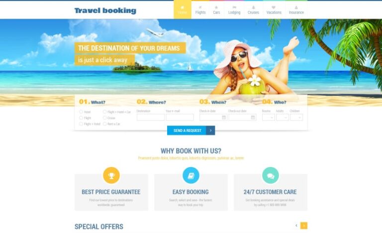 Airline Tickets Responsive Website Template - Template Witch