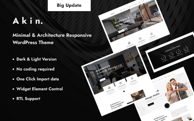 Akin - Minimal and Architecture Responsive WordPress Theme - Template Witch