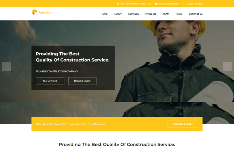 America Construction Building Html Template - Template Witch