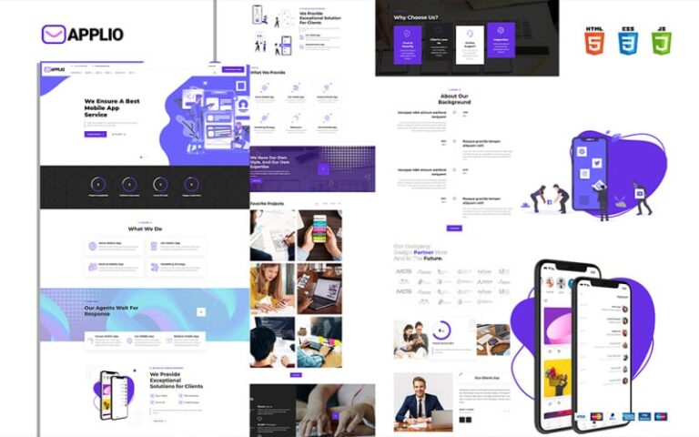 Applio Creative Responsive Mobile App Website Website Template - Template Witch