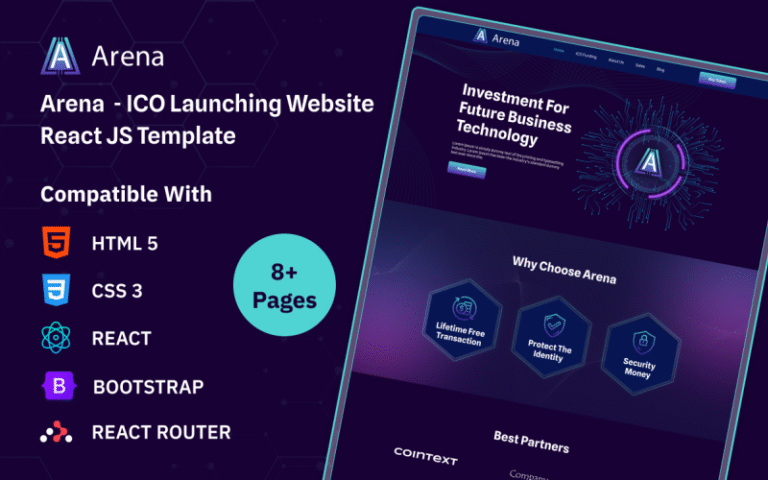 Arena - ICO Launching Website React JS Template - Template Witch