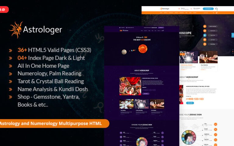 Astrologer - Astrology and Numerology HTML Website Template - Template Witch