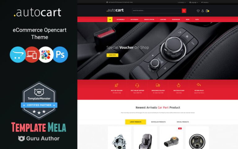 AutoCart - Spare Parts and Auto Parts OpenCart Template - Template Witch