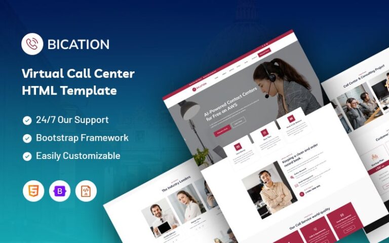 Bication – Virtual Call Center Website Template - Template Witch