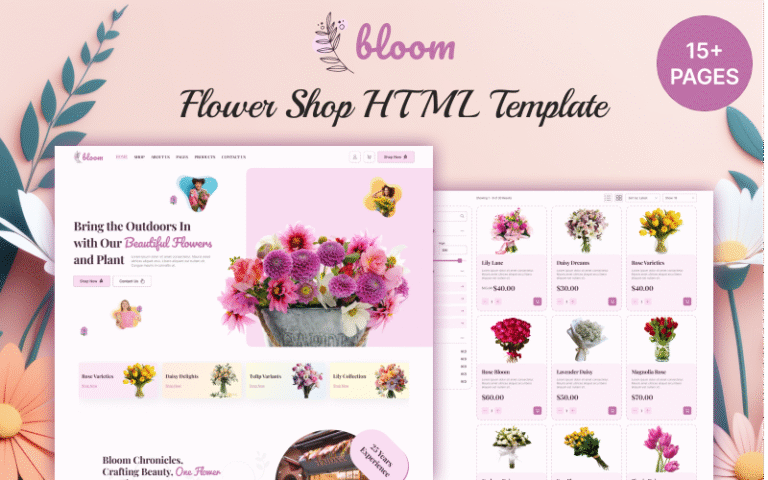 Bloom - Flower Shop HTML Website Template - Template Witch