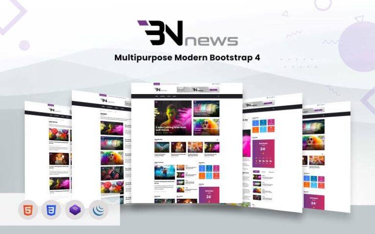 Bn News - Magazine & Blog Bootstrap Website template - Template Witch