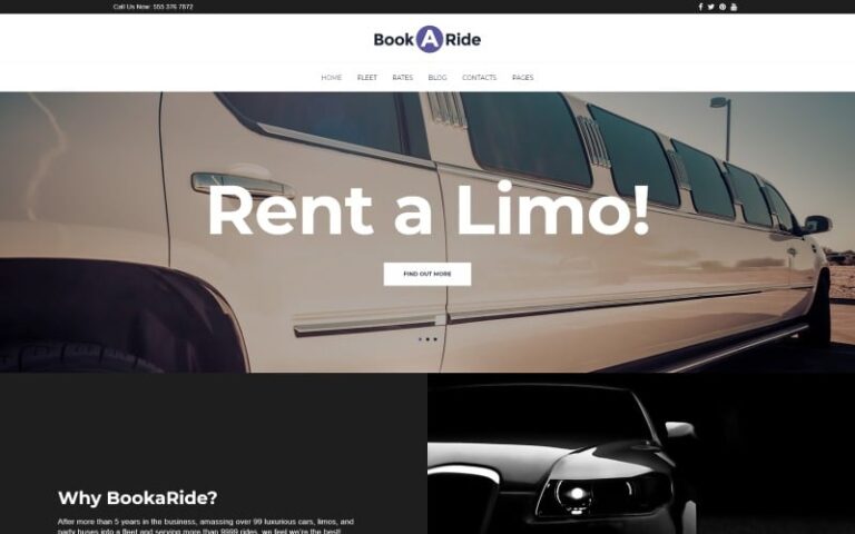 BookaRide - Limousine Car Rental Services WordPress Theme - Template Witch
