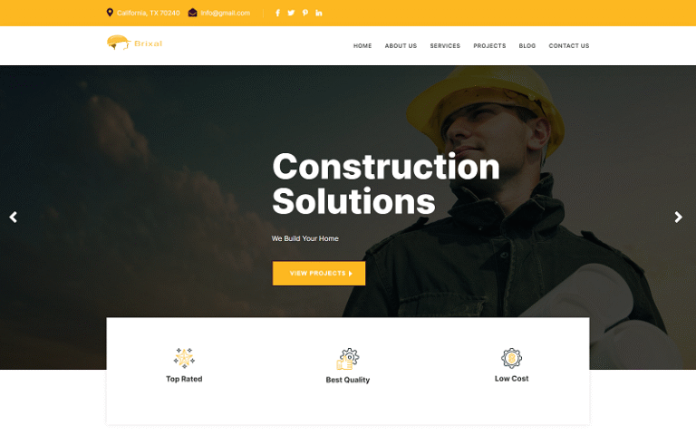 Brixal Construction Landing html Template - Template Witch