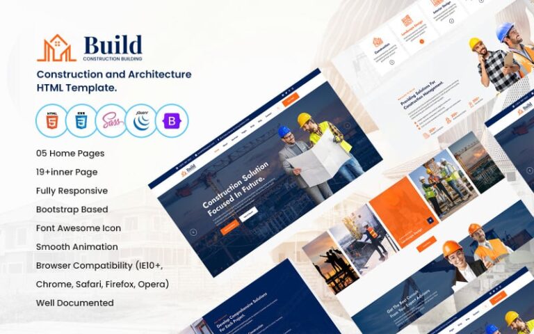Build - Construction & Architecture HTML Template. - Template Witch
