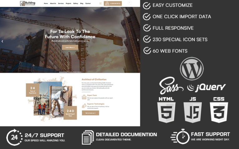 Buildering - Construction Company WordPress Theme - Template Witch