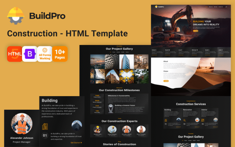 BuildPro - Construction, Industrial and Design HTML Website Template - Template Witch