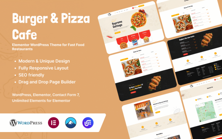 Burger & Pizza Cafe - Elementor WordPress Theme for Fast Food Restaurants - Template Witch