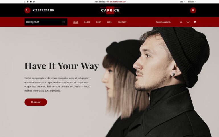 Caprice - Multipurpose eCommerce HTML Website Template - Template Witch