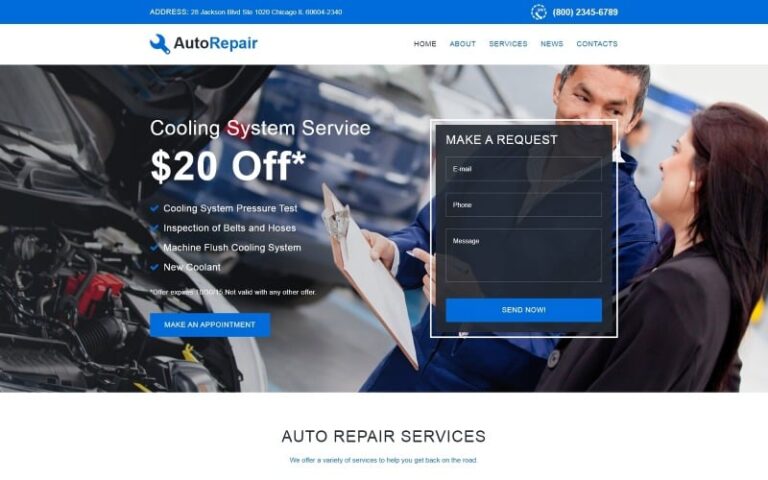 Car Repair Responsive Website Template - Template Witch