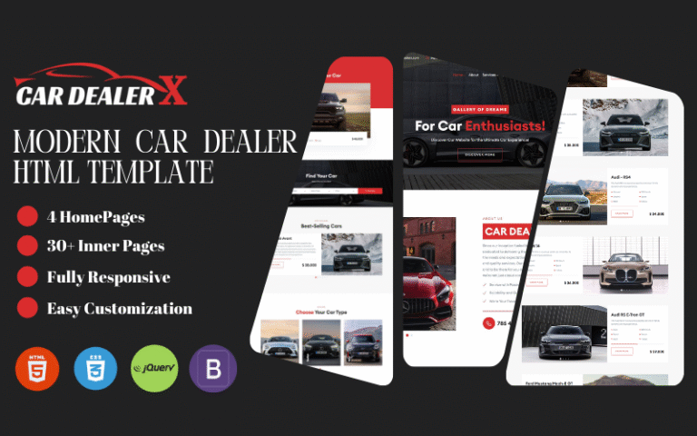 CarDealerX - Premium Car Dealer and Rental HTML Template - Template Witch