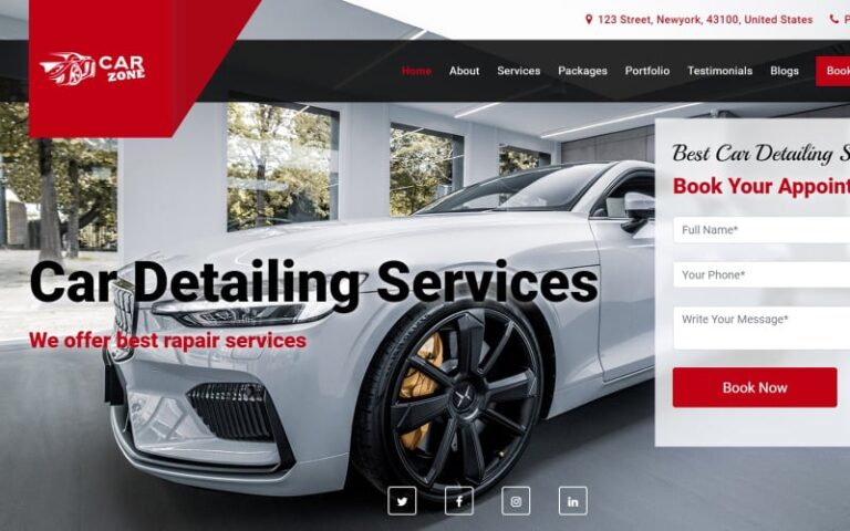 Carzone - Car Repairing & Car Detailing Services Website Template - Template Witch