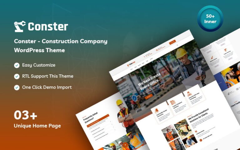 Conster - Construction Company WordPress Theme - Template Witch