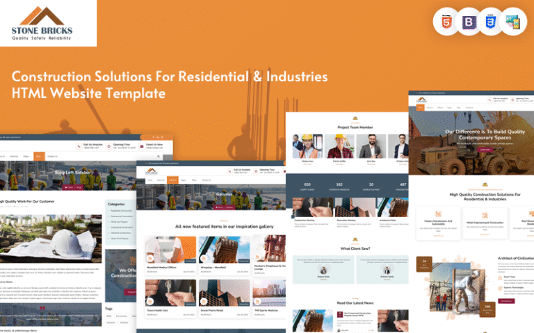 Construction Solutions For Residential and Industries HTML Website Template - Template Witch
