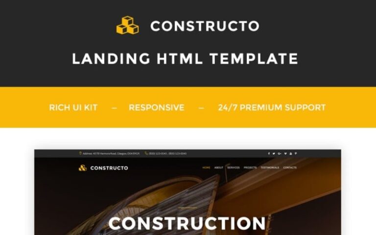 Constructo - Construction Company Landing Page Template - Template Witch