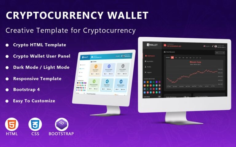 Cryptocurrency Wallet Website Template - HTML5 - Template Witch