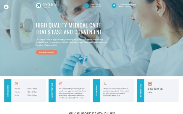 Denta Plus - Dentist Ready-to-Use Clean HTML Website Template - Template Witch