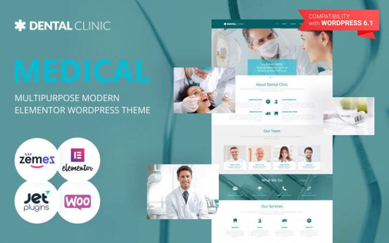 Dental - Medical Multipurpose Modern WordPress Elementor Theme - Template Witch