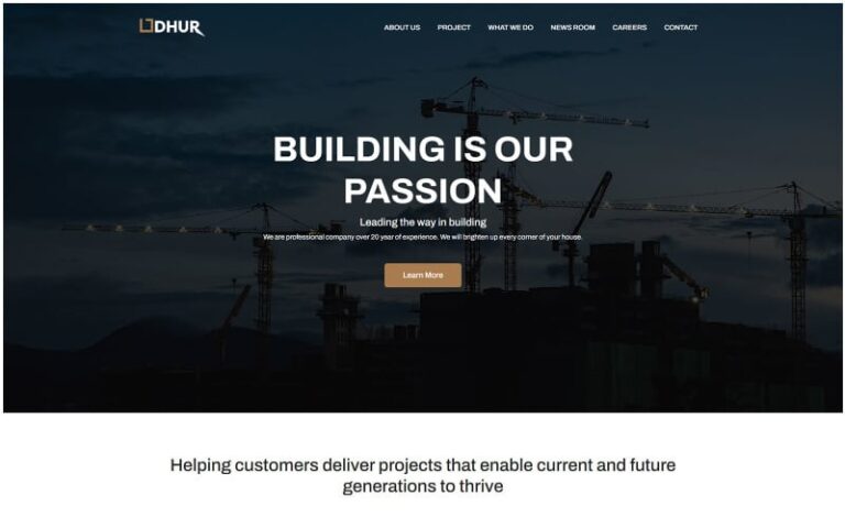 Dhur | Construction Company Website Template - Template Witch