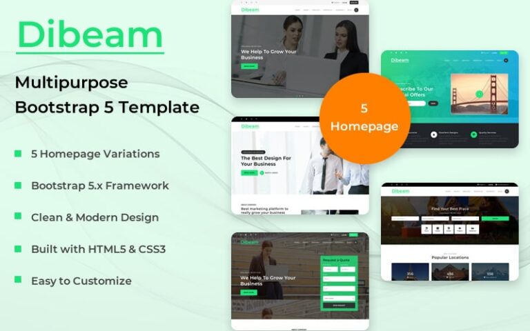 Dibeam - Multipurpose Bootstrap 5 HTML Template - Template Witch