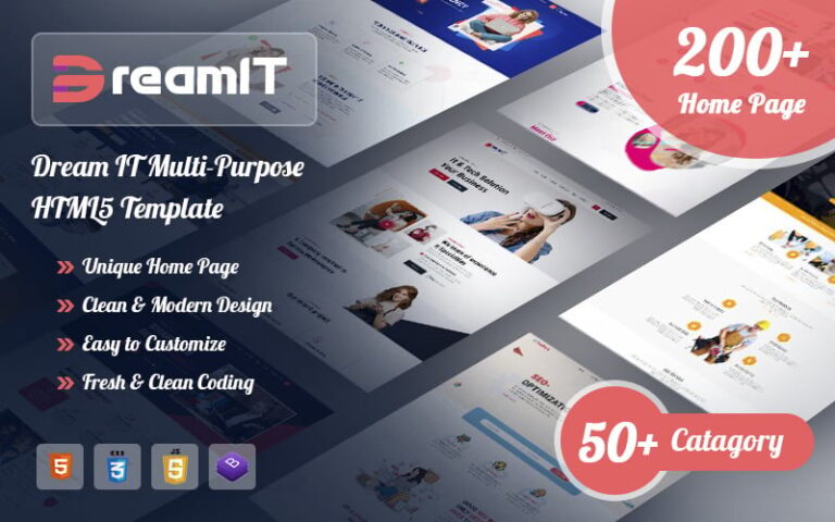 Dream-IT The Biggest Multi-Purpose HTML5 Website Template - Template Witch
