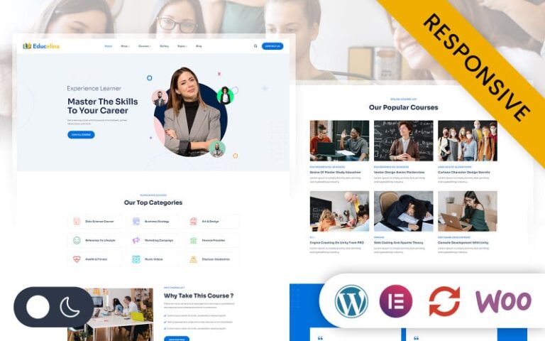 Educelina - Online Learning Courses Elementor Wordpress Responsive Theme - Template Witch