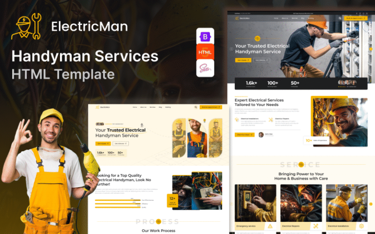 Electric Man - Handyman & Electrical Repair Services HTML5 Template - Template Witch