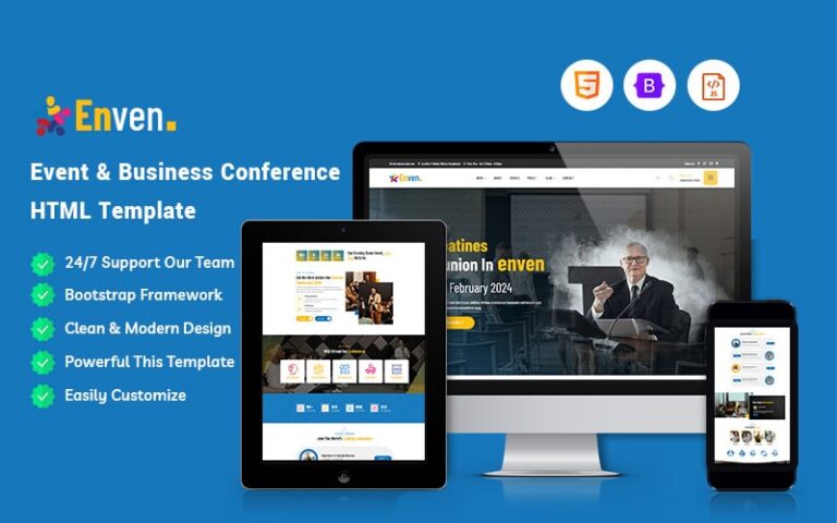 Enven - Event & Business Conference Website Template - Template Witch